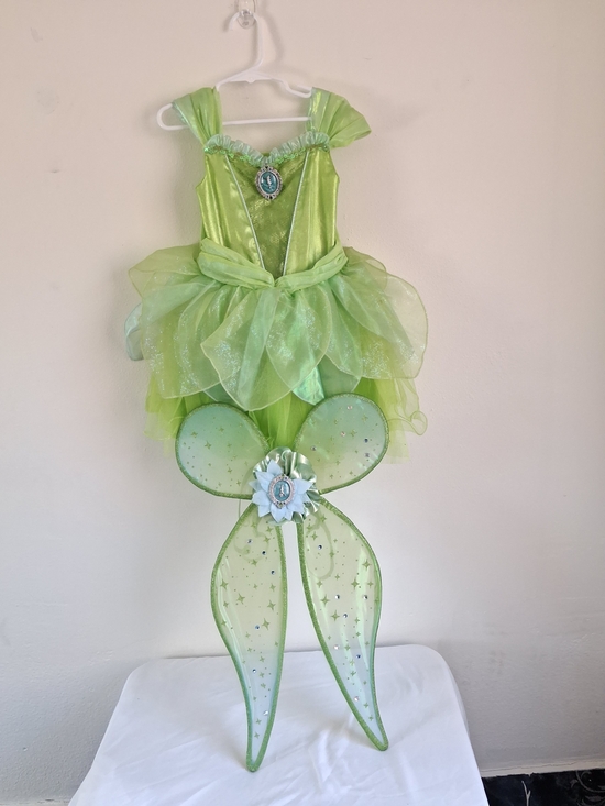 Costumes | Disney Girls Tinkerbell Dress Glitter Wings Size 4 | Poshmark